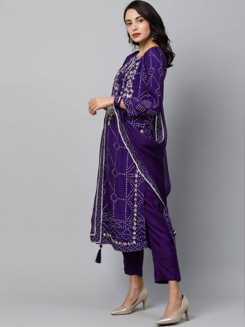 Purple Pant Suit With Dupatta Sajana By Shagun