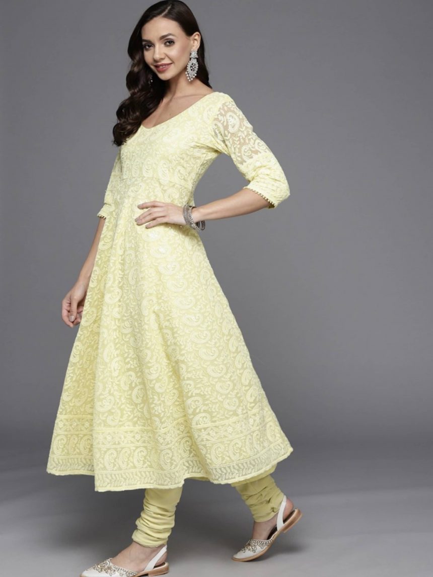 Lemon suit with dupatta – Sajana by Shagun